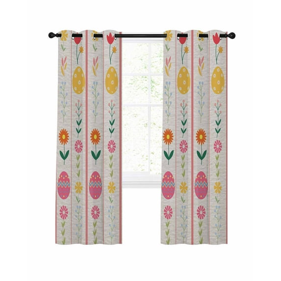Easter Blackout Curtains for Bedroom Living Room, Spring Floral Eggs ...