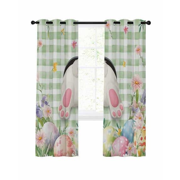 Easter Blackout Curtains for Bedroom Living Room, Spring White Bunny ...