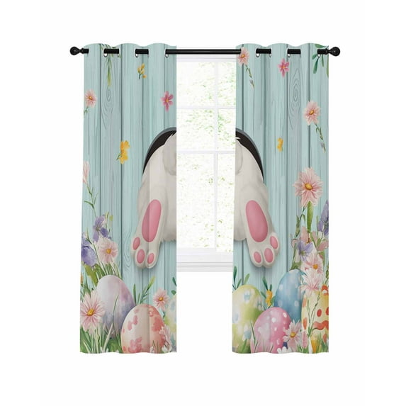 Easter Blackout Curtains for Bedroom Living Room, Spring White Bunny ...