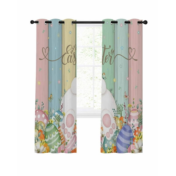 Easter Blackout Curtains for Bedroom Living Room, Spring White Rabbit ...