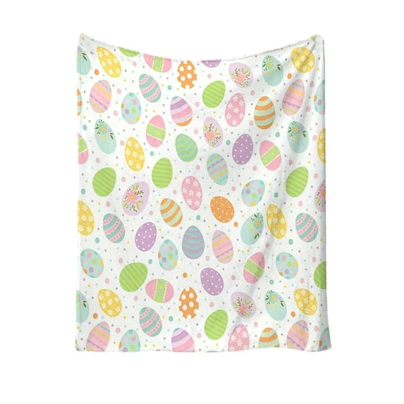 Easter Blanket 51x59 Inches, Bunny and Easter Eggs Print Soft Polyester ...