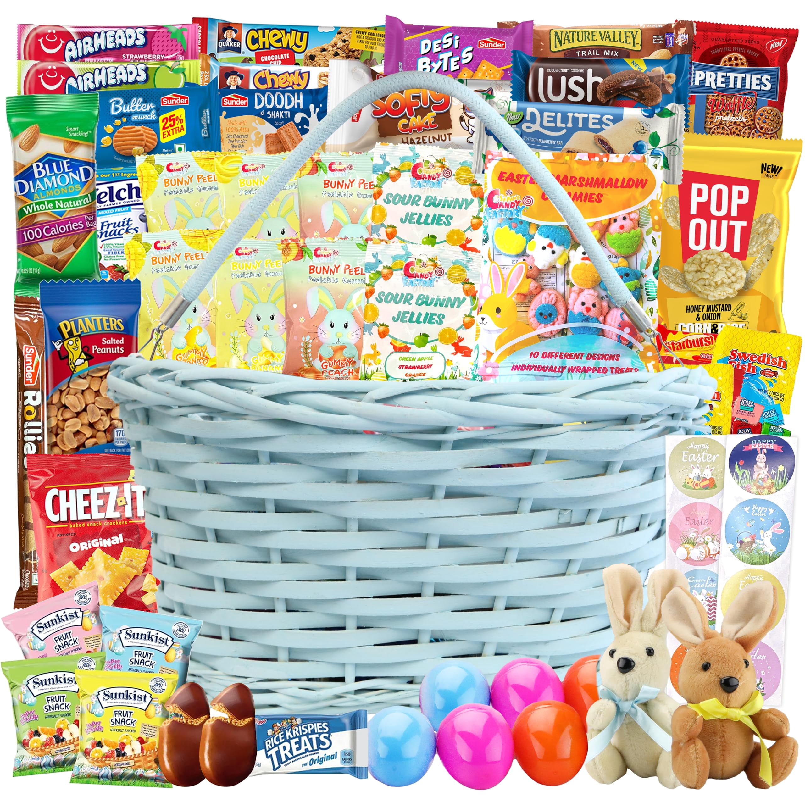 Easter Blue Oval Willow XEF1 Basket (70 ct) Filled with Treats, Snacks ...