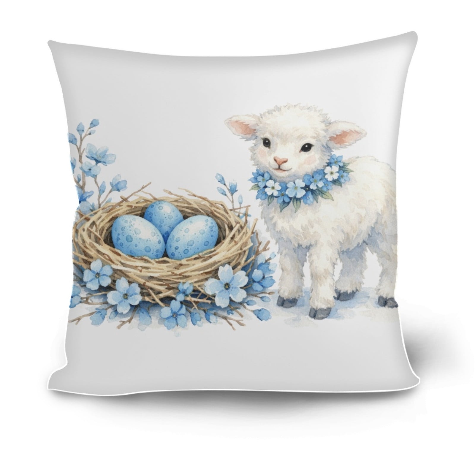 Easter Blue Tone Pillow Cover, 44x44cm Decorative Throw H, Holiday Home ...