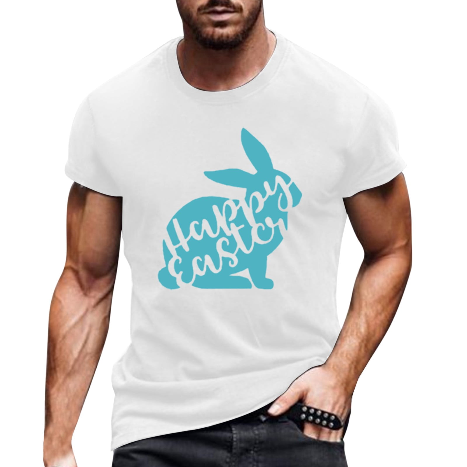 Easter Boho Tops for Men Digital 3D Printing Loose Short Sleeved ...