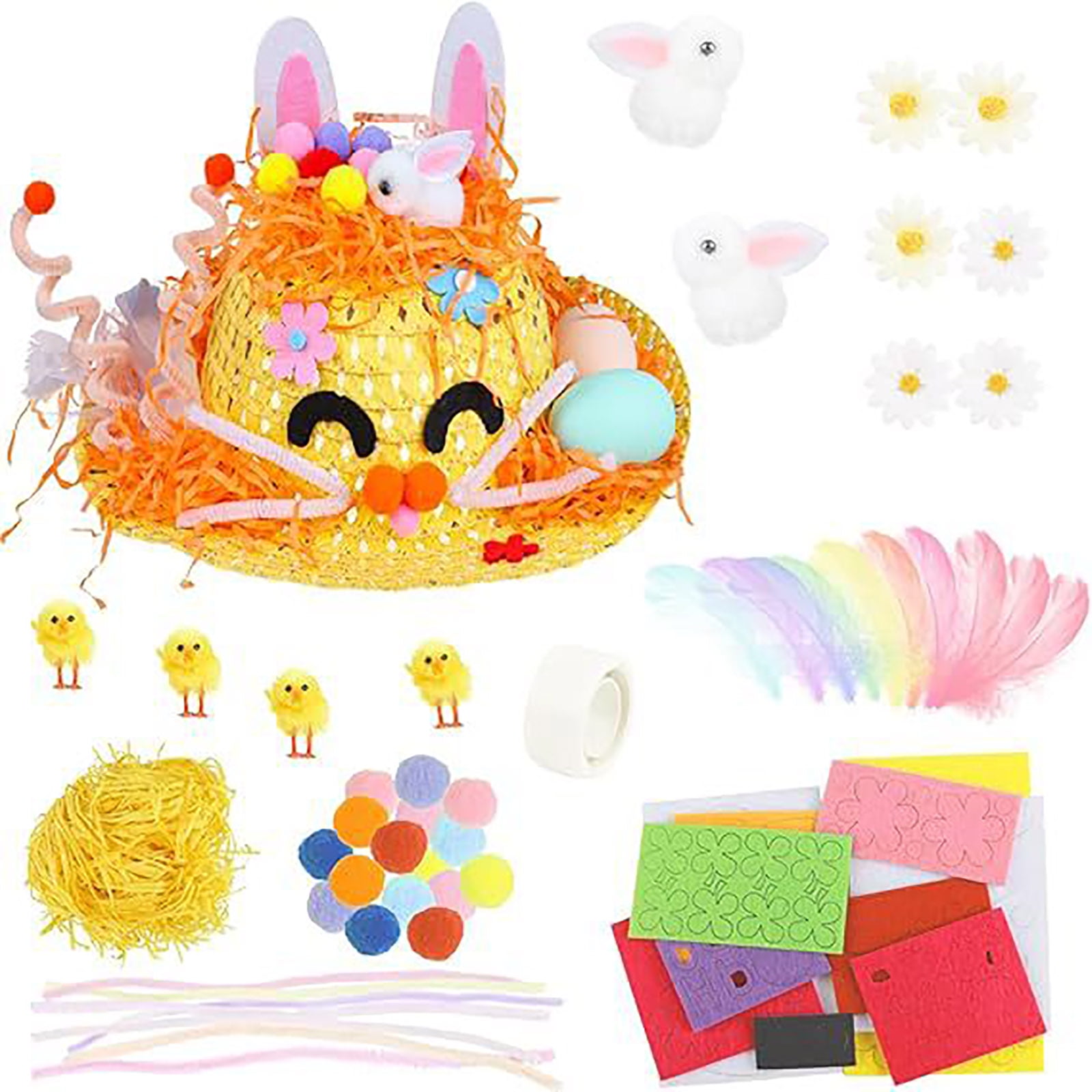 Easter Bonnet Kit, Chick Bunny Egg DIY Art Craft Kits Make Your Own ...