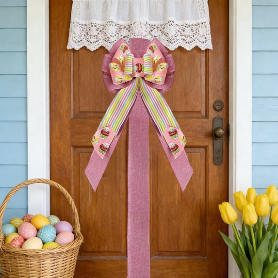 Easter Bow Decoration, Spring Bunny Egg Festival Wreath Accessory ...