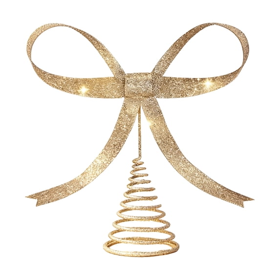Easter Bow Topper Gold & Glitter Ribbon Bow With Spiral Base 9.37 Inch ...