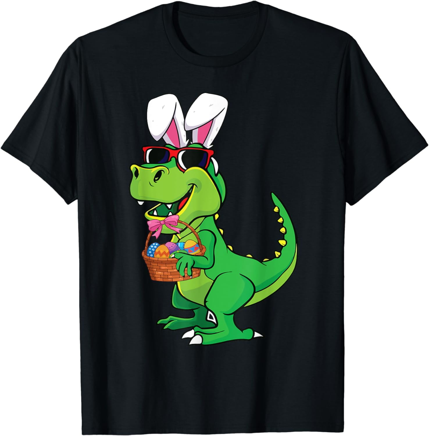 Easter Boy T-Rex Shirt Funny Bunny Dinosaur Eggs Basket T-Shirt ...