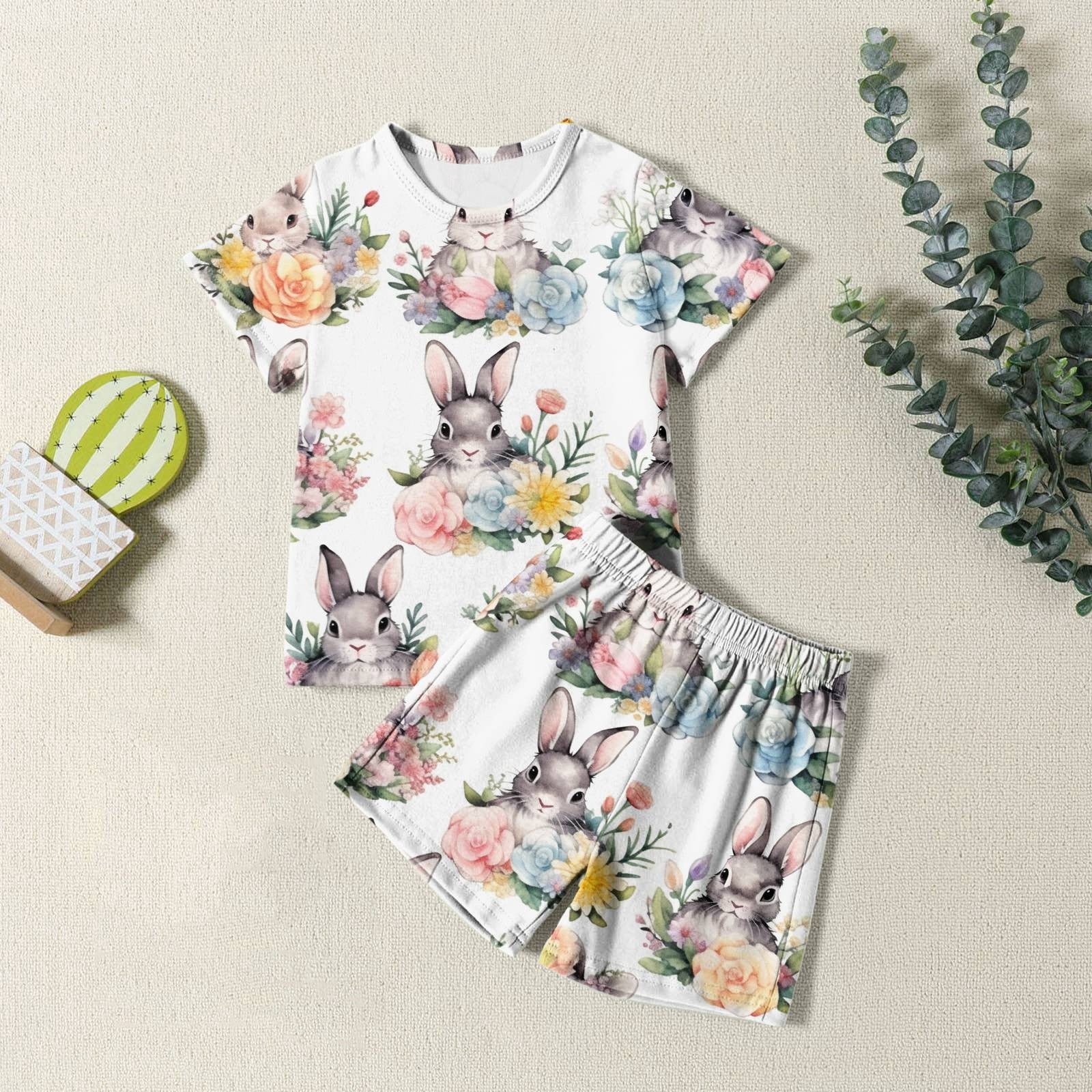 Easter Boys Pajamas Set Cute Easter Bunny Crewneck Short Sleeve T-Shirt ...