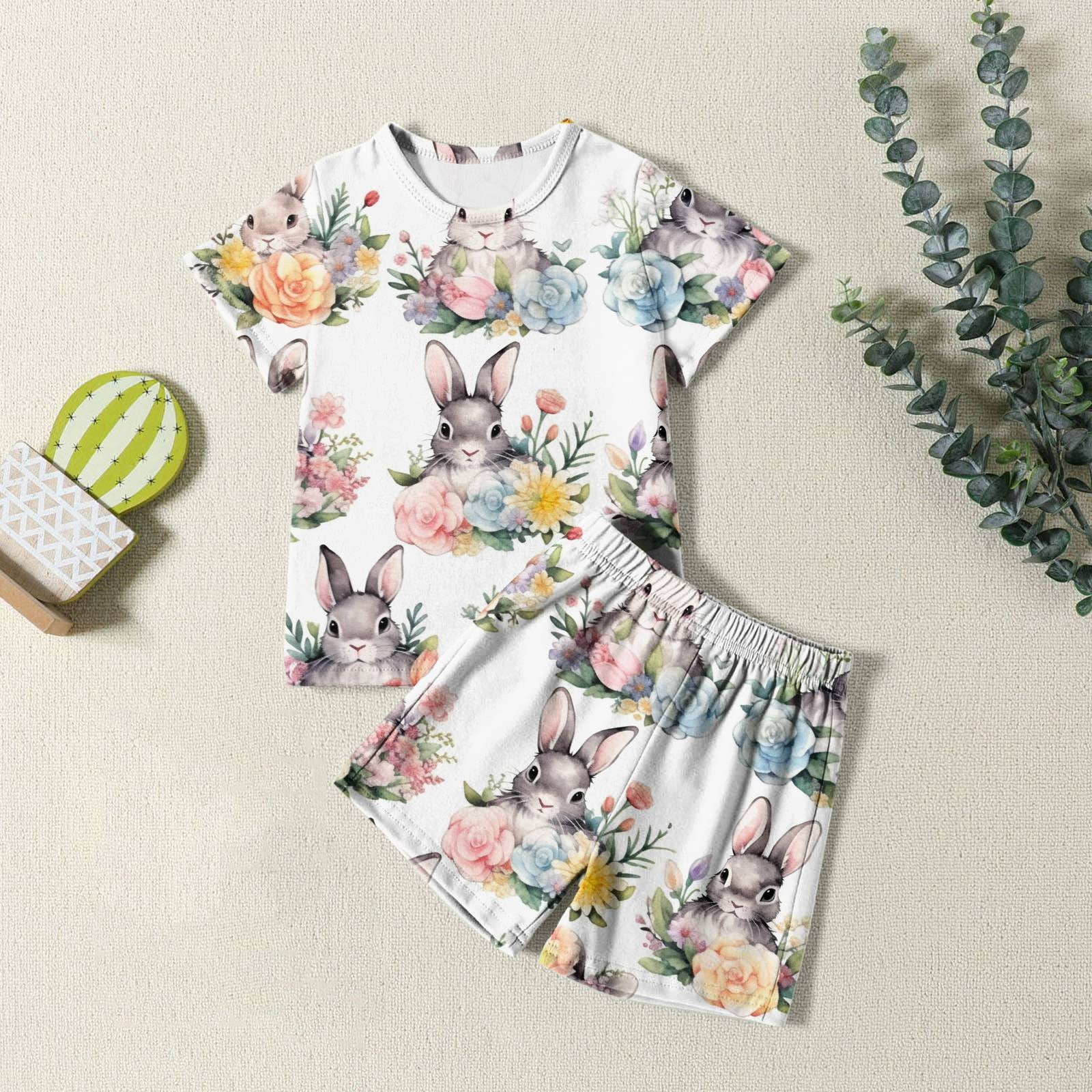 Easter Boys Pajamas Set Cute Easter Bunny Crewneck Short Sleeve T-Shirt ...