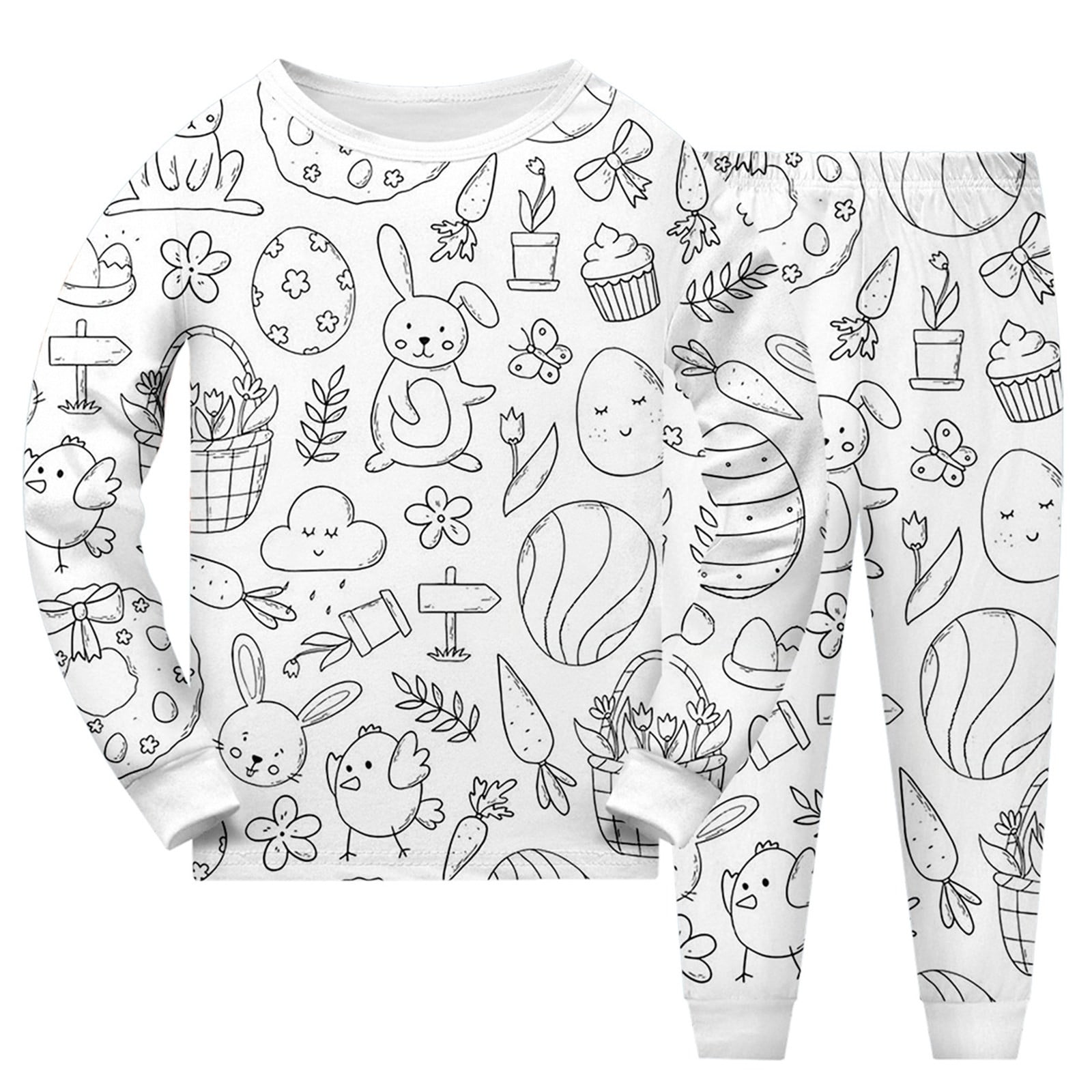 Easter Boys Pajamas Set Kids DIY Hand Painted Sleepwear Crewneck Bunny ...