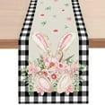 Easter Buffalo Plaid Bunny Table Runner, Ear Foot Cute Rabbit Flower ...