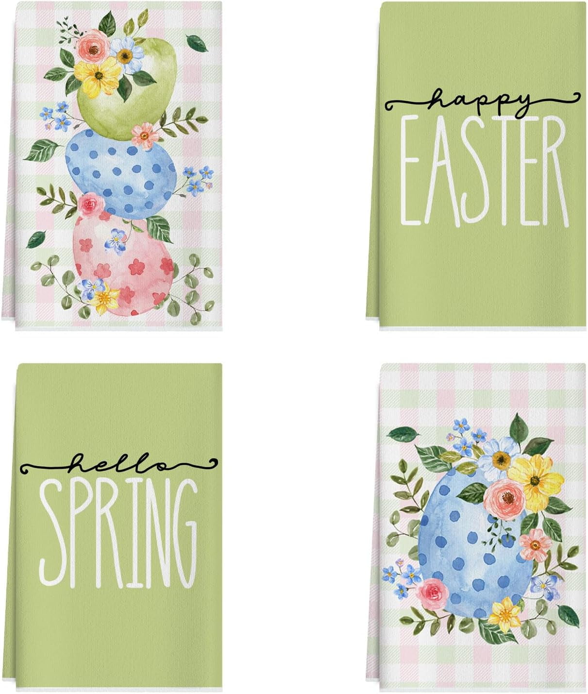 Easter Buffalo Plaid Colored Eggs Flowers Eucalyptus Leaves Spring ...