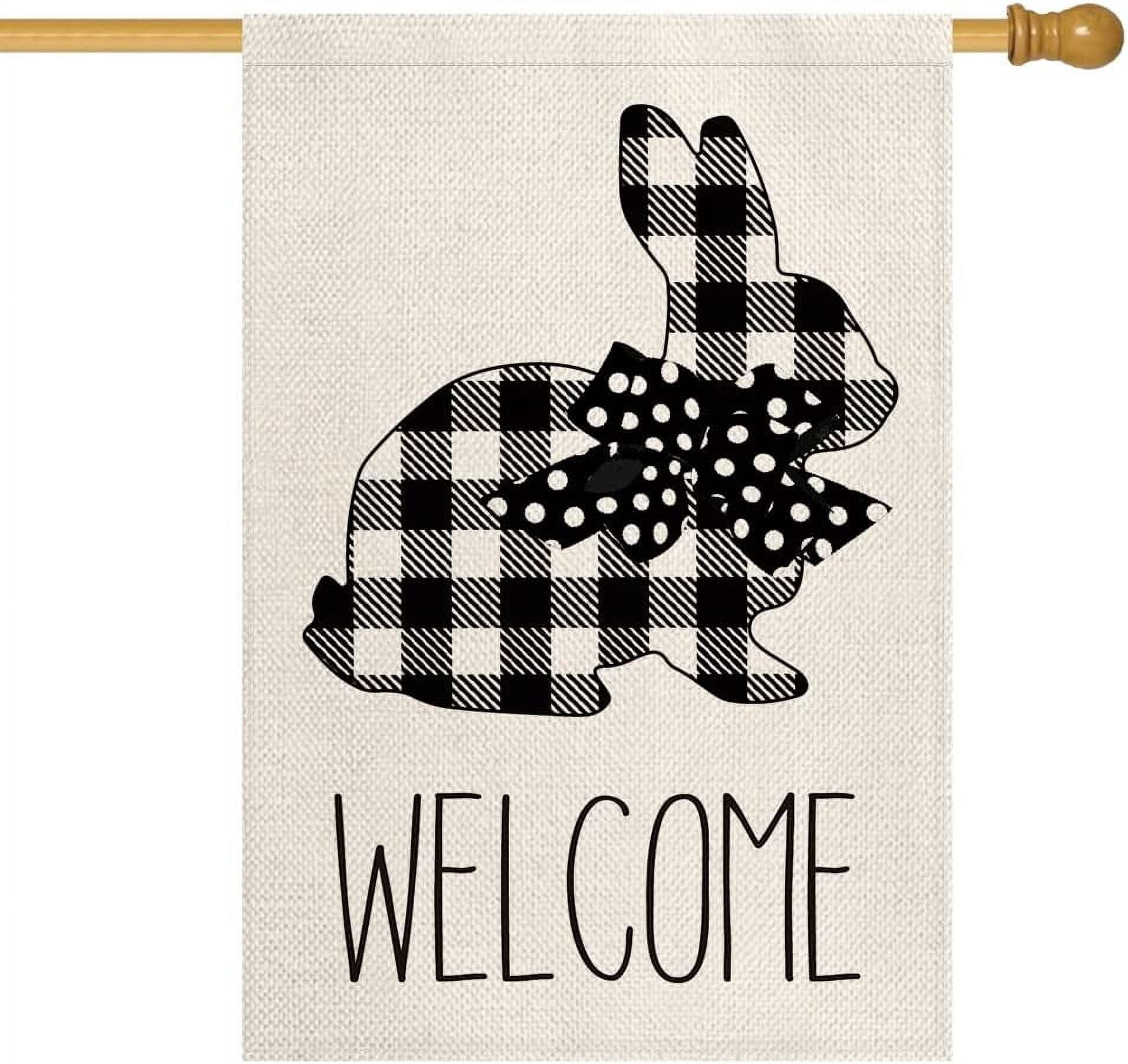 Easter Buffalo Plaid Rabbit Garden Flag 28x40 Inch Double Sided Outside ...