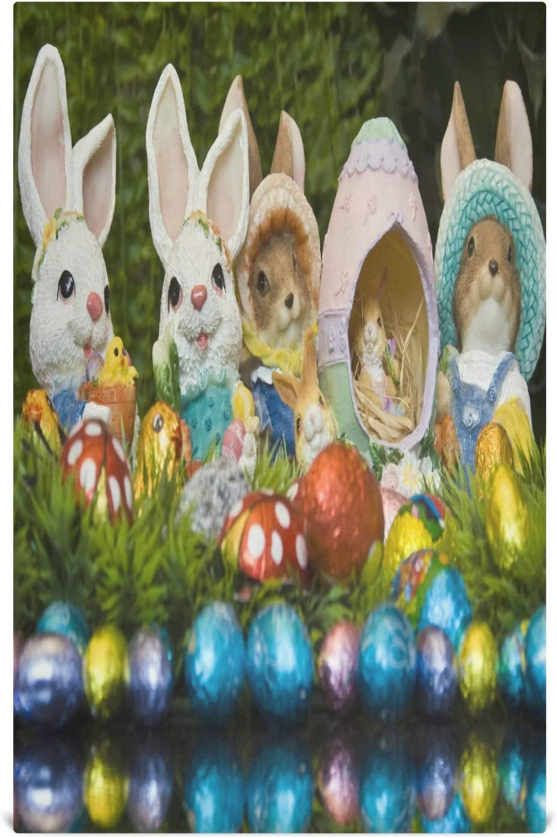 Easter Bunnies Chocolate Eggs Kitchen Tea Towels Set of 1 Absorbent ...