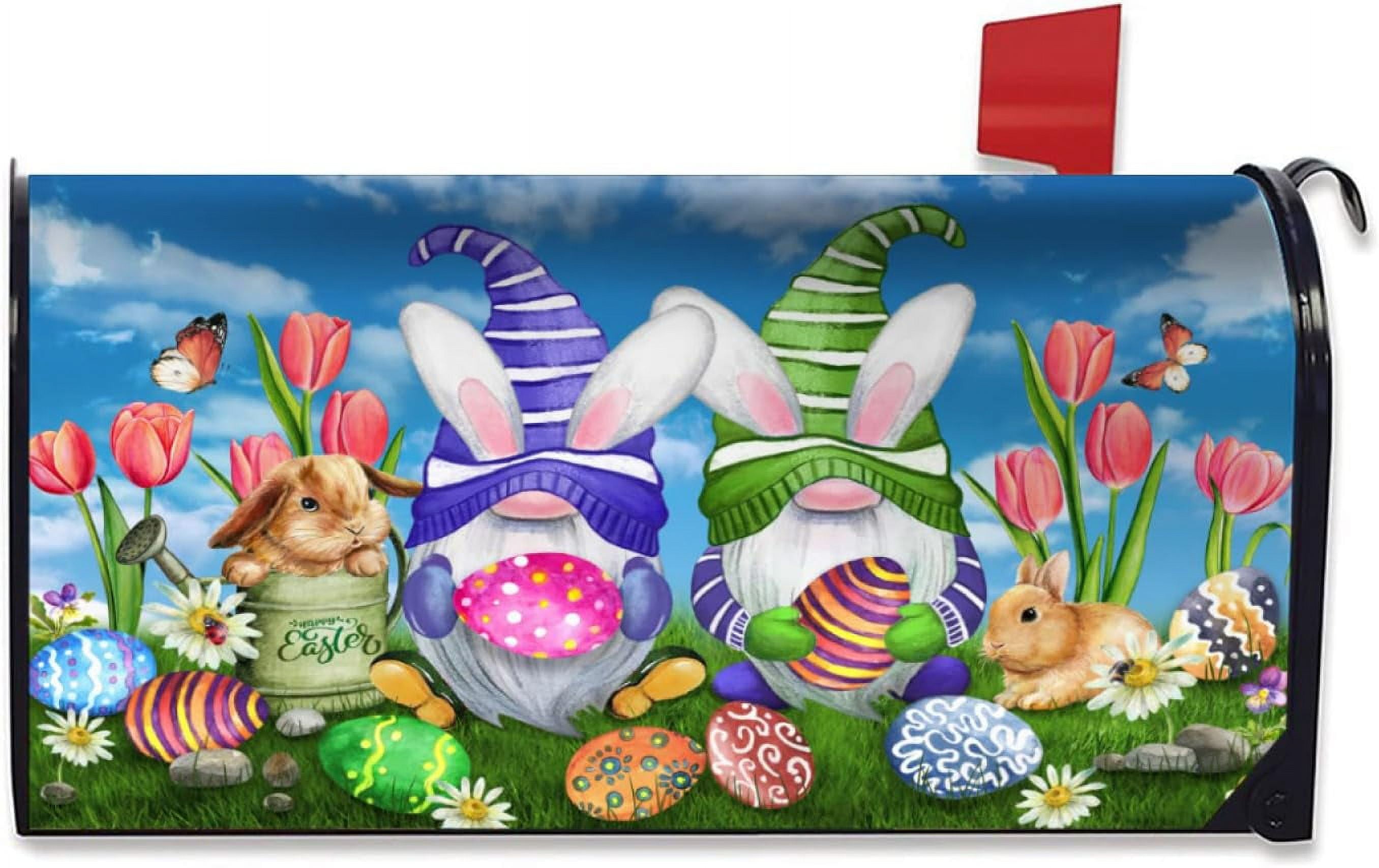 Easter Bunnies Eggs Mailbox Cover Magnetic Standard Size 21x18 Inch ...