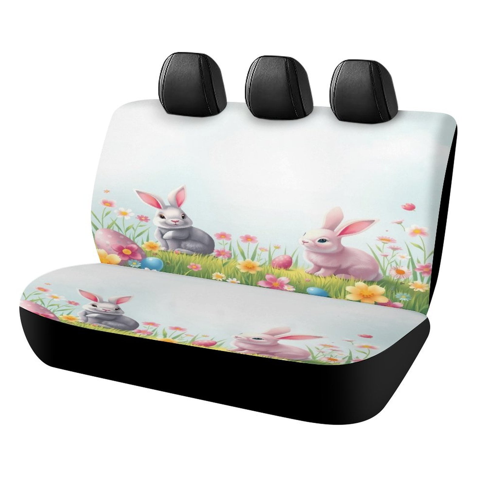 Easter Bunnies Flowers Car Rear Seat Cover Accessories Universal Fit ...
