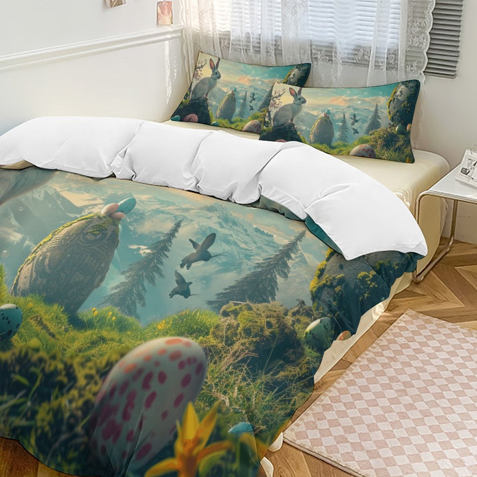 Easter Bunnies Rabbits 3D Duvet Cover Set Quilt Cover Theme for Bedroom ...