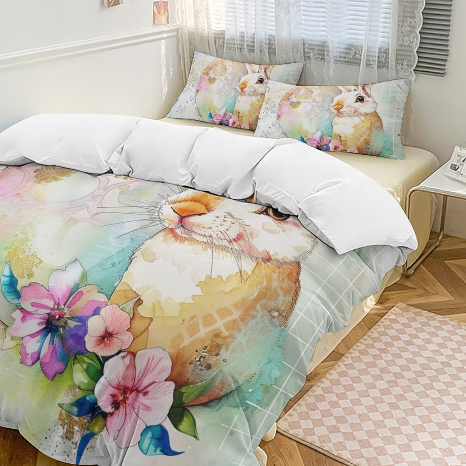 Easter Bunnies Rabbits 3D Duvet Cover Set Quilt Cover Theme of Kid Boy ...