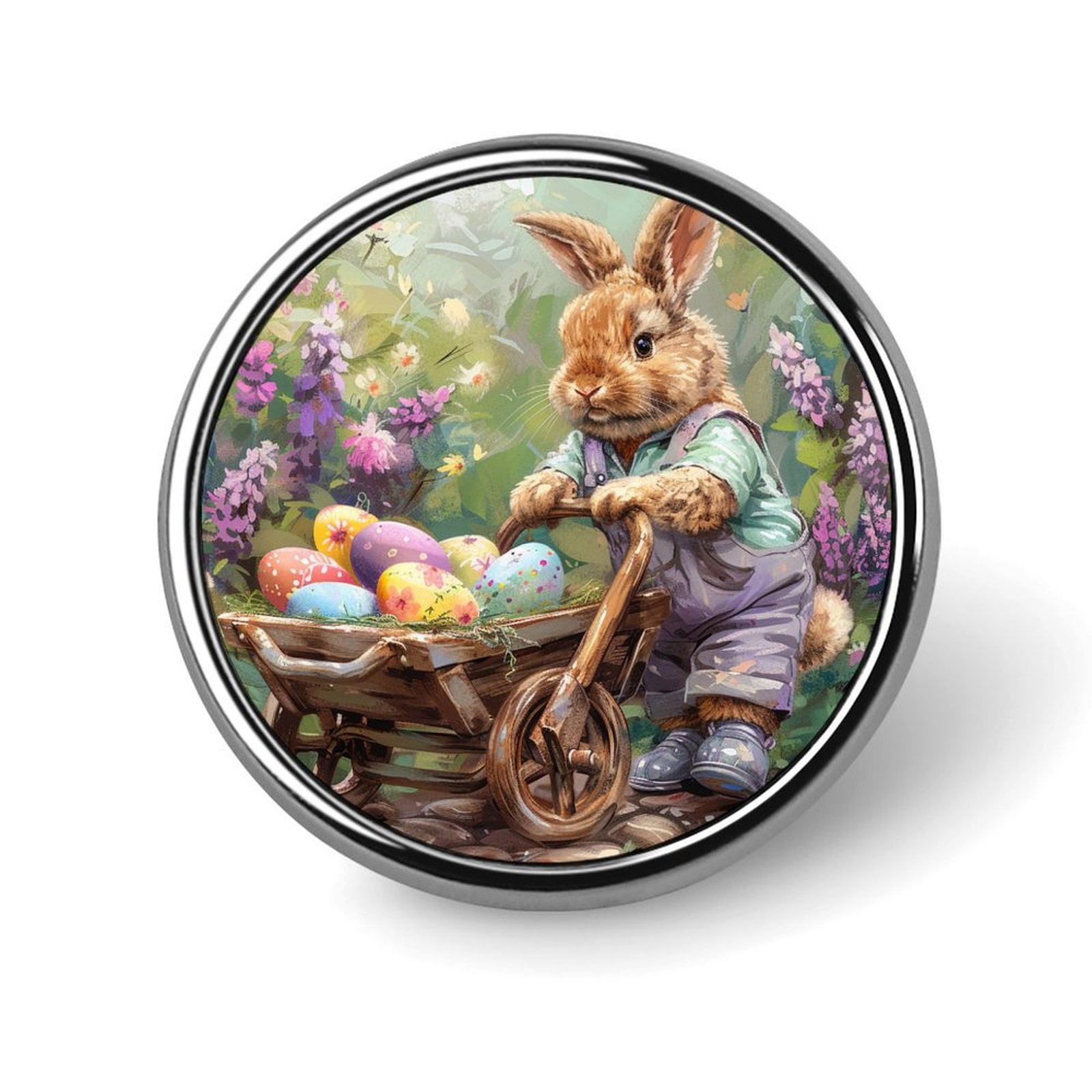 Easter Bunnies Rabbits 3D Round Lapel Pin Tie Tack Cute Brooch Pin ...