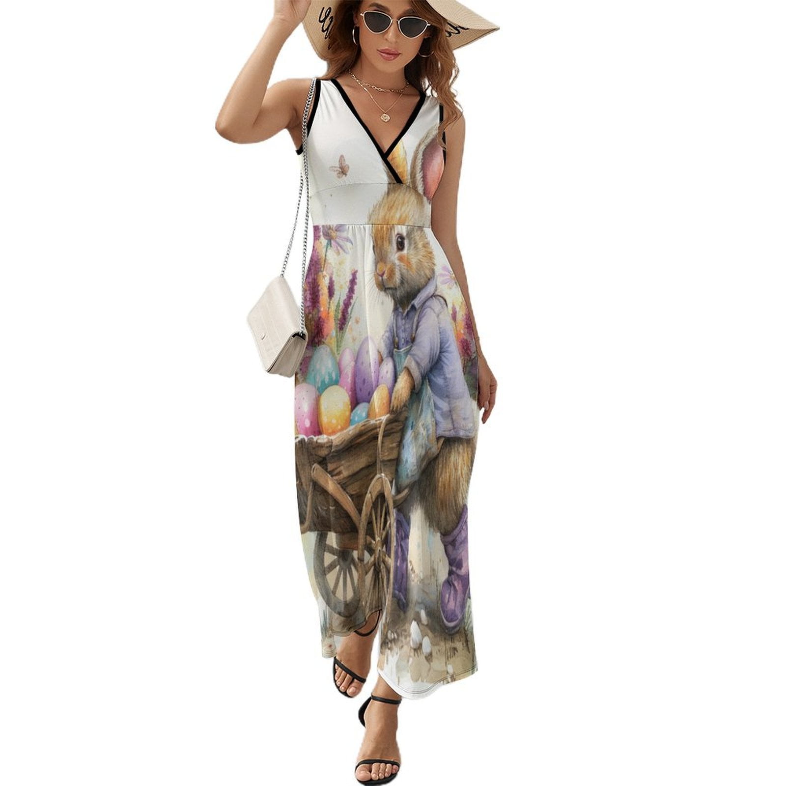 Easter Bunnies Rabbits Art Sleeveless Dress Women's Summer Suit Dresses ...