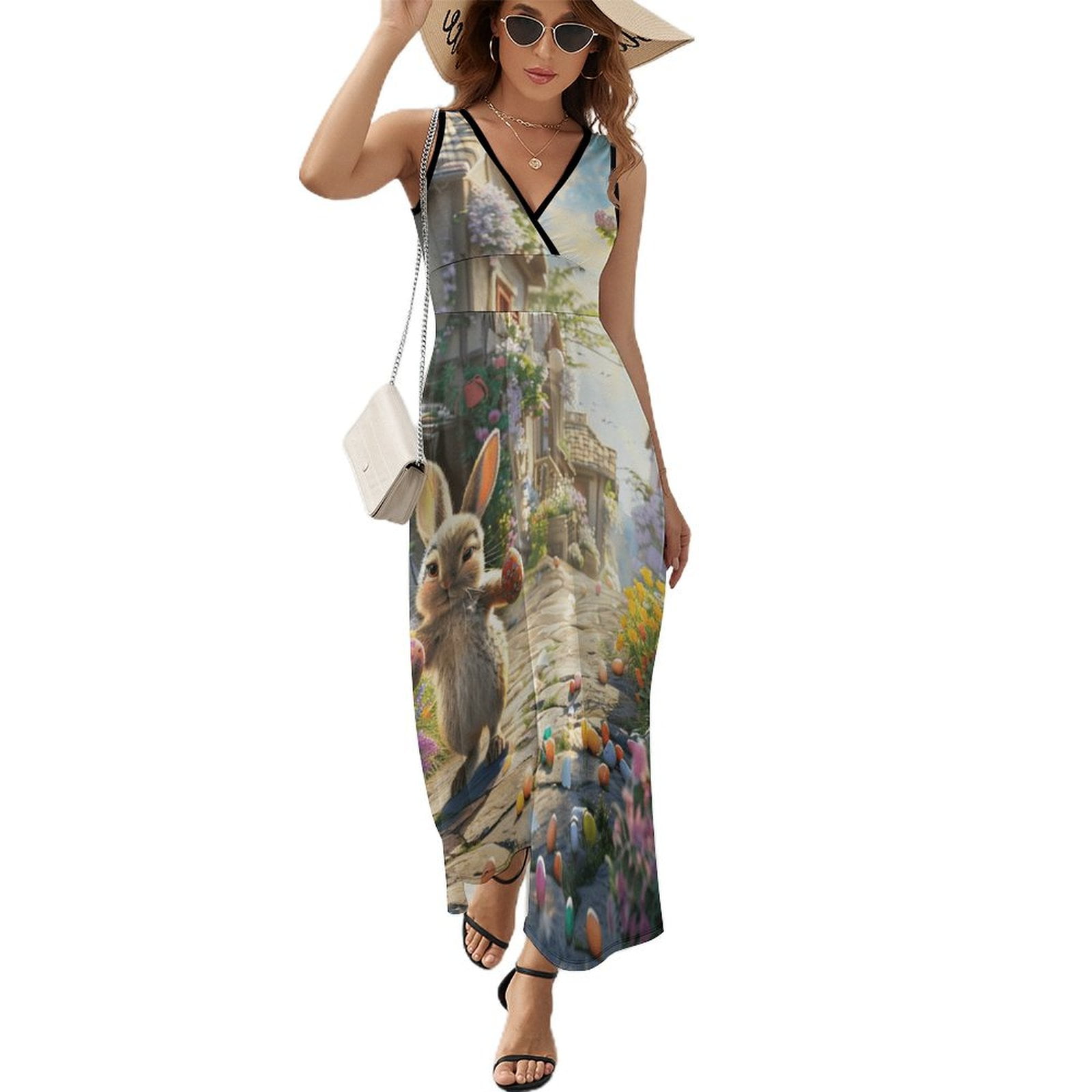 Easter Bunnies Rabbits Art Sleeveless Dress Women's Summer Suit Dresses ...