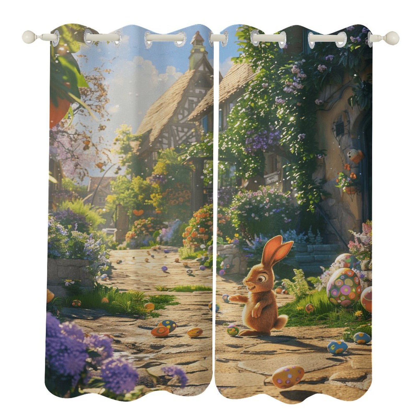 Easter Bunnies Rabbits Curtains Aesthetic Envrionmental Friendly ...