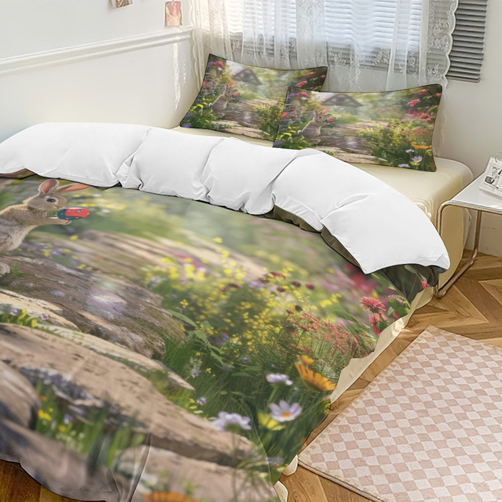 Easter Bunnies Rabbits Duvet Cover Set Pattern Soft Bedding Set ...