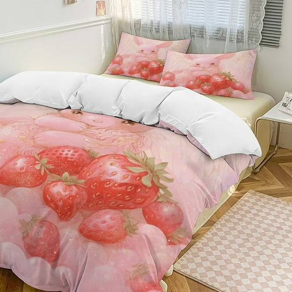 Easter Bunnies Rabbits Duvet Cover Set Themed Multicolor Polyester ...