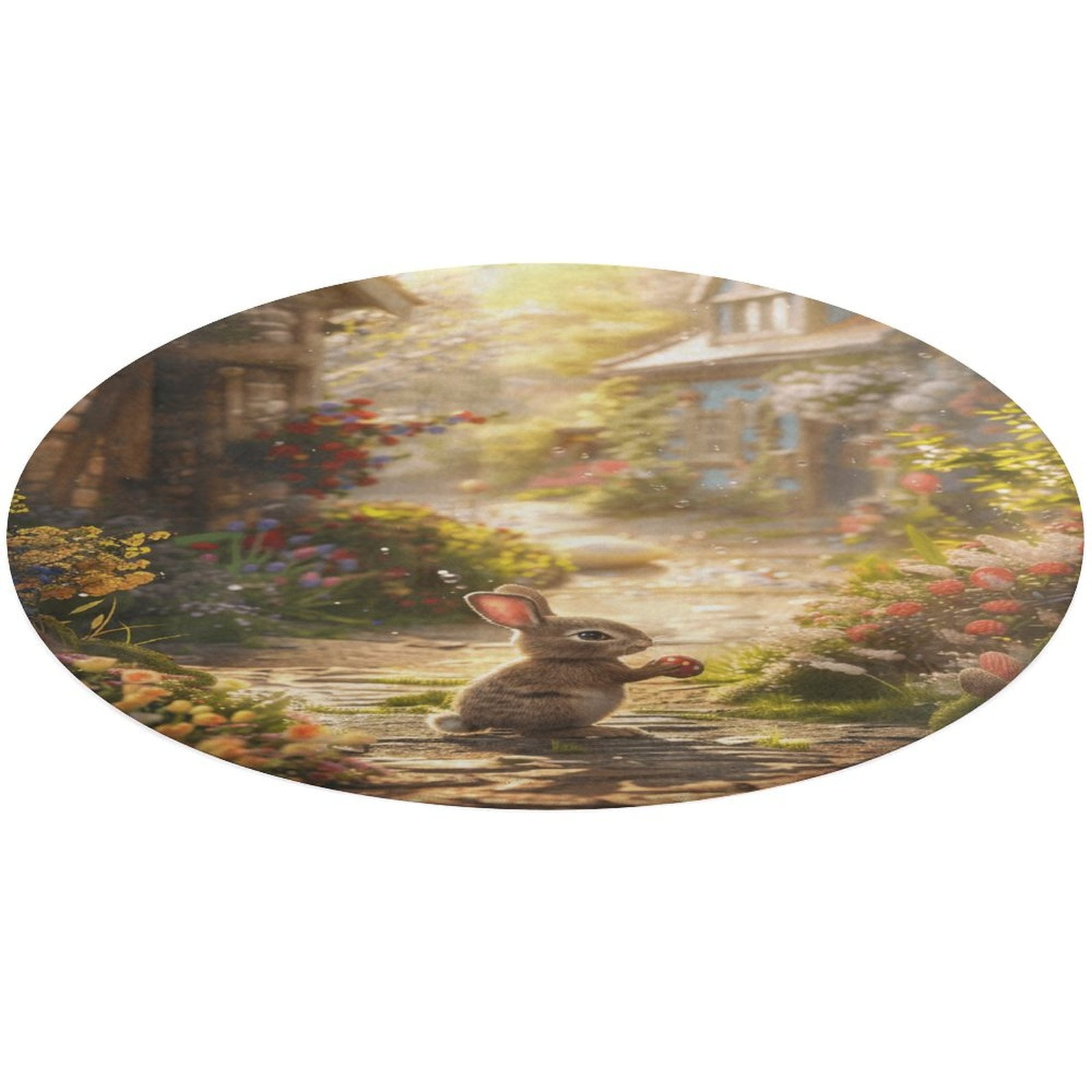Easter Bunnies Rabbits Round Rugs -Washable Non-Slip Small Round Area ...