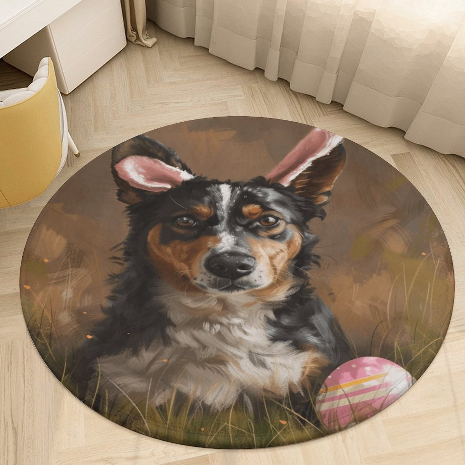 Easter Bunnies Rabbits Round Rugs -Washable Non-Slip Small Round Area ...