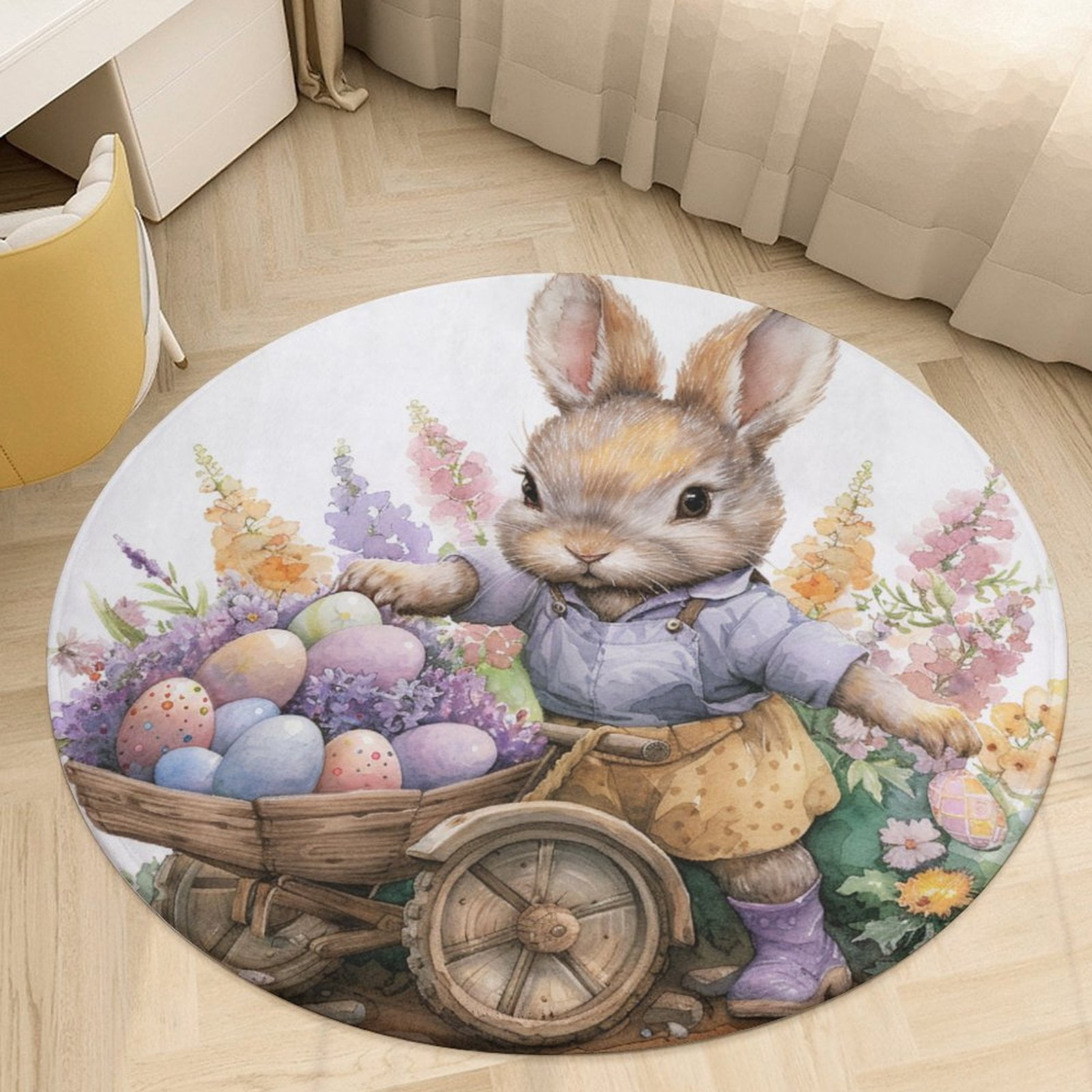 Easter Bunnies Rabbits Round Rugs -Washable Non-Slip Small Round Area ...