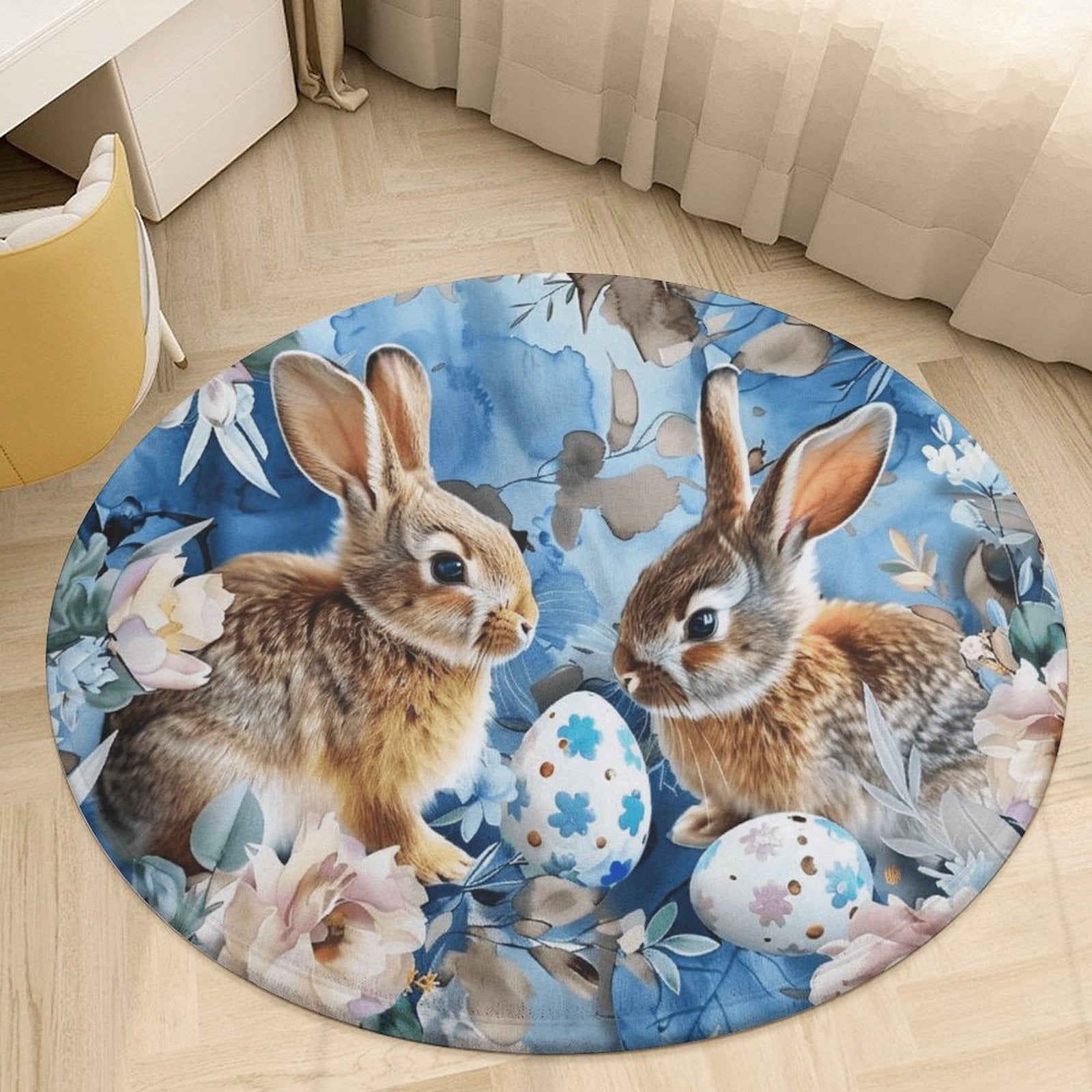 Easter Bunnies Rabbits Round Rugs -Washable Non-Slip Small Round Area ...