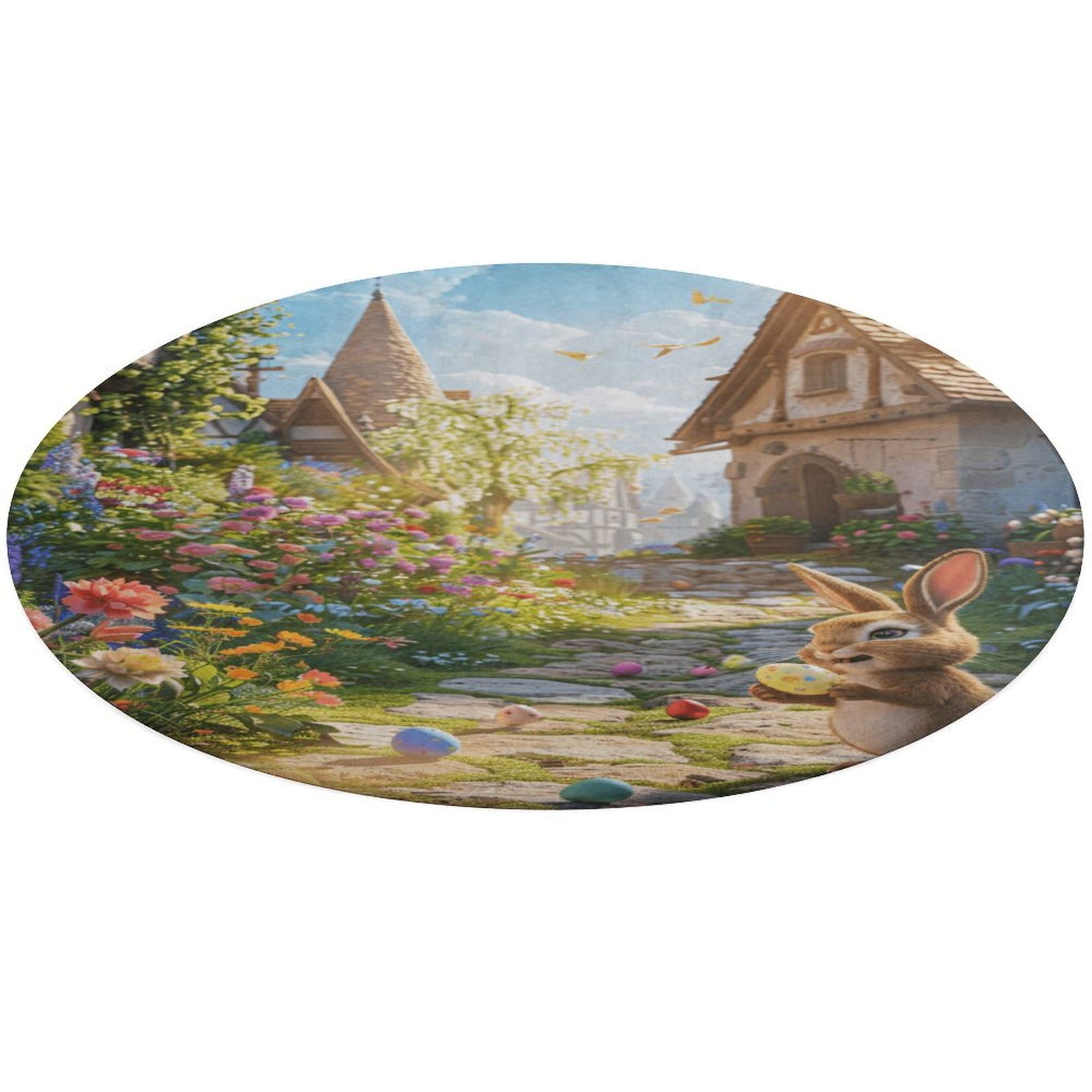 Easter Bunnies Rabbits Round Rugs -Washable Non-Slip Small Round Area ...