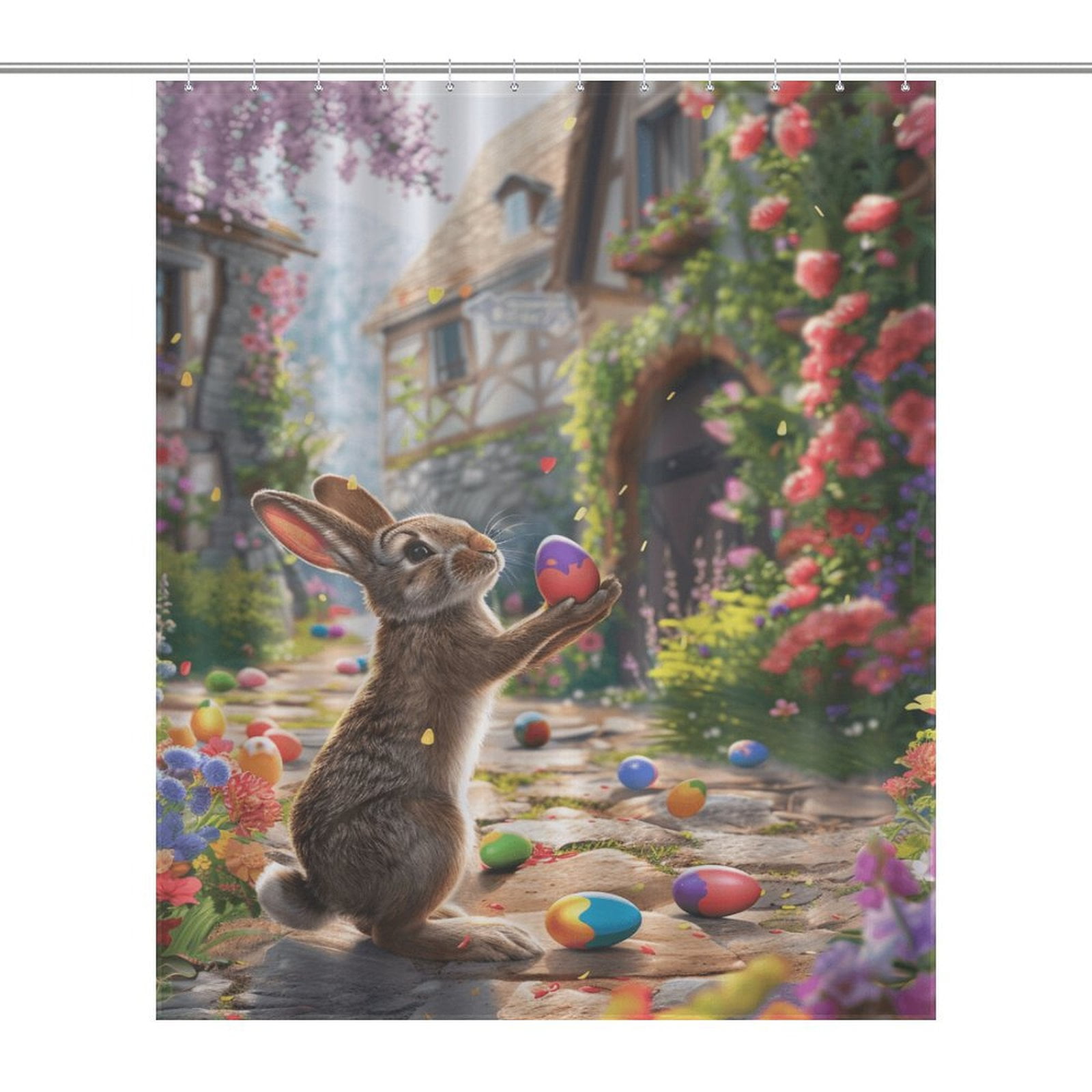 Easter Bunnies Rabbits Shower Curtain Modern Home Bathroom Bathtub ...