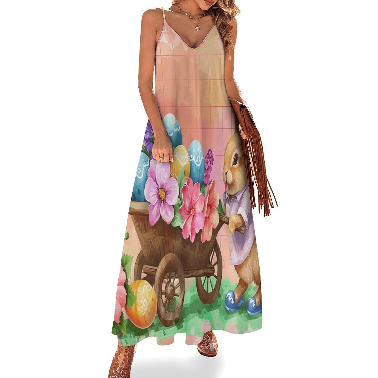 Easter Bunnies Rabbits Sleeveless Dress Women's Luxury Party Dress ...