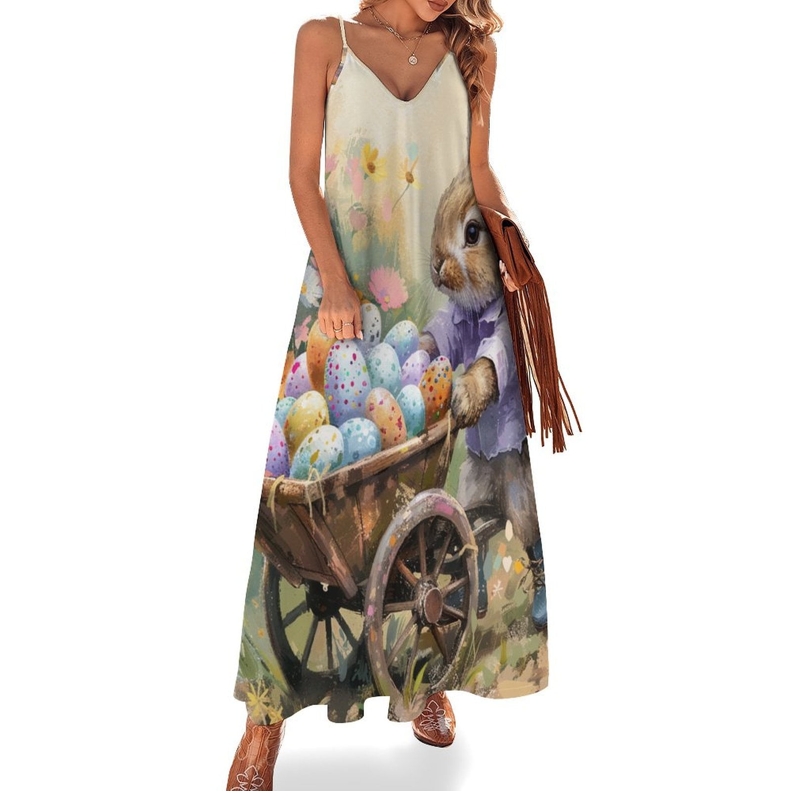 Easter Bunnies Rabbits Sleeveless Dress Women's Luxury Party Dress ...