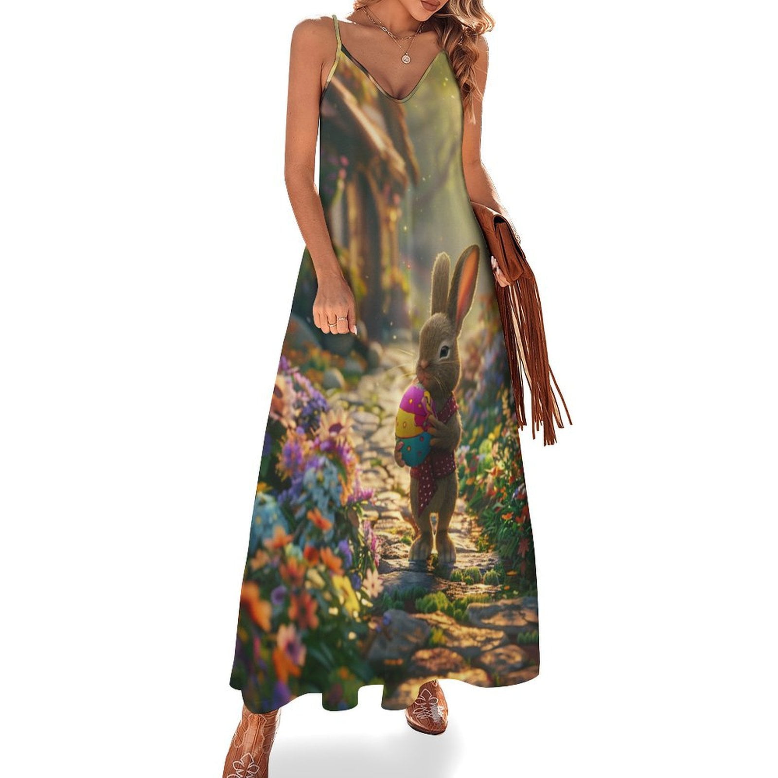 Easter Bunnies Rabbits Sleeveless Dress Women's Luxury Party Dress ...