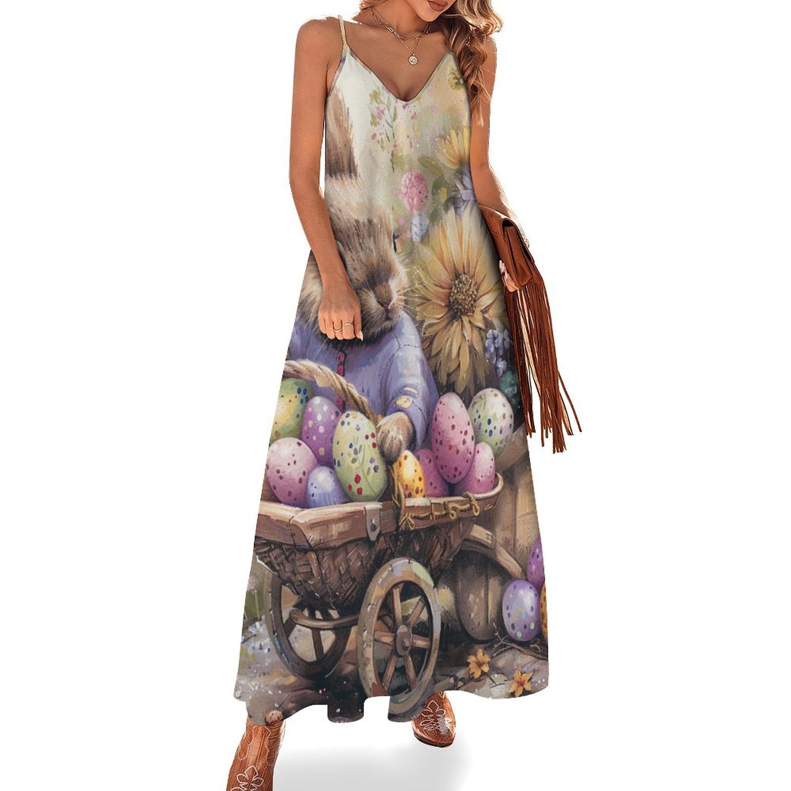 Easter Bunnies Rabbits Sleeveless Dress Women's Luxury Party Dress ...