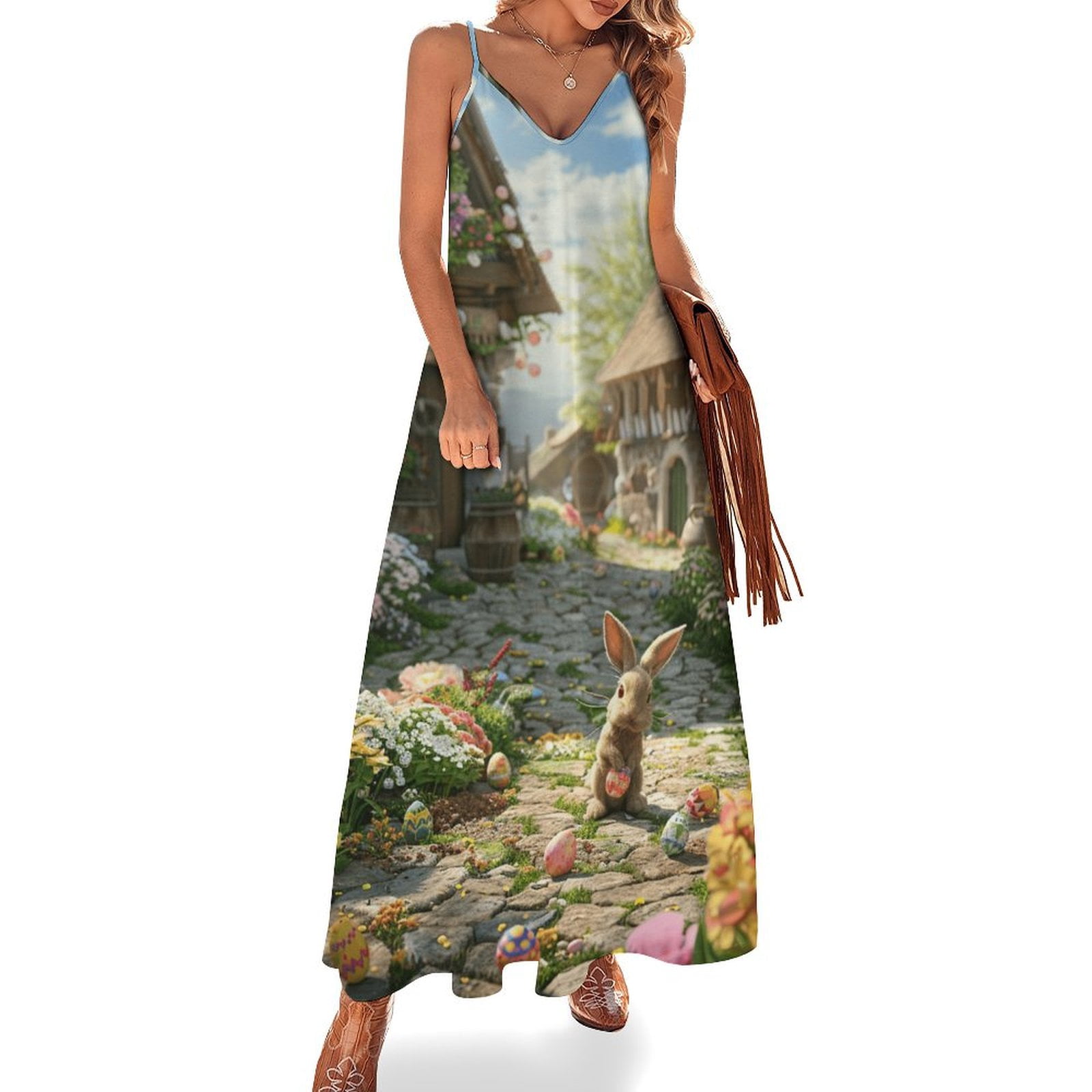 Easter Bunnies Rabbits Sleeveless Dress Women's Luxury Party Dress ...