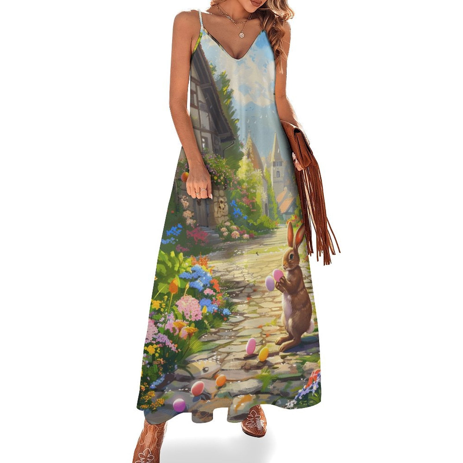 Easter Bunnies Rabbits Sleeveless Dress Women's Luxury Party Dress ...