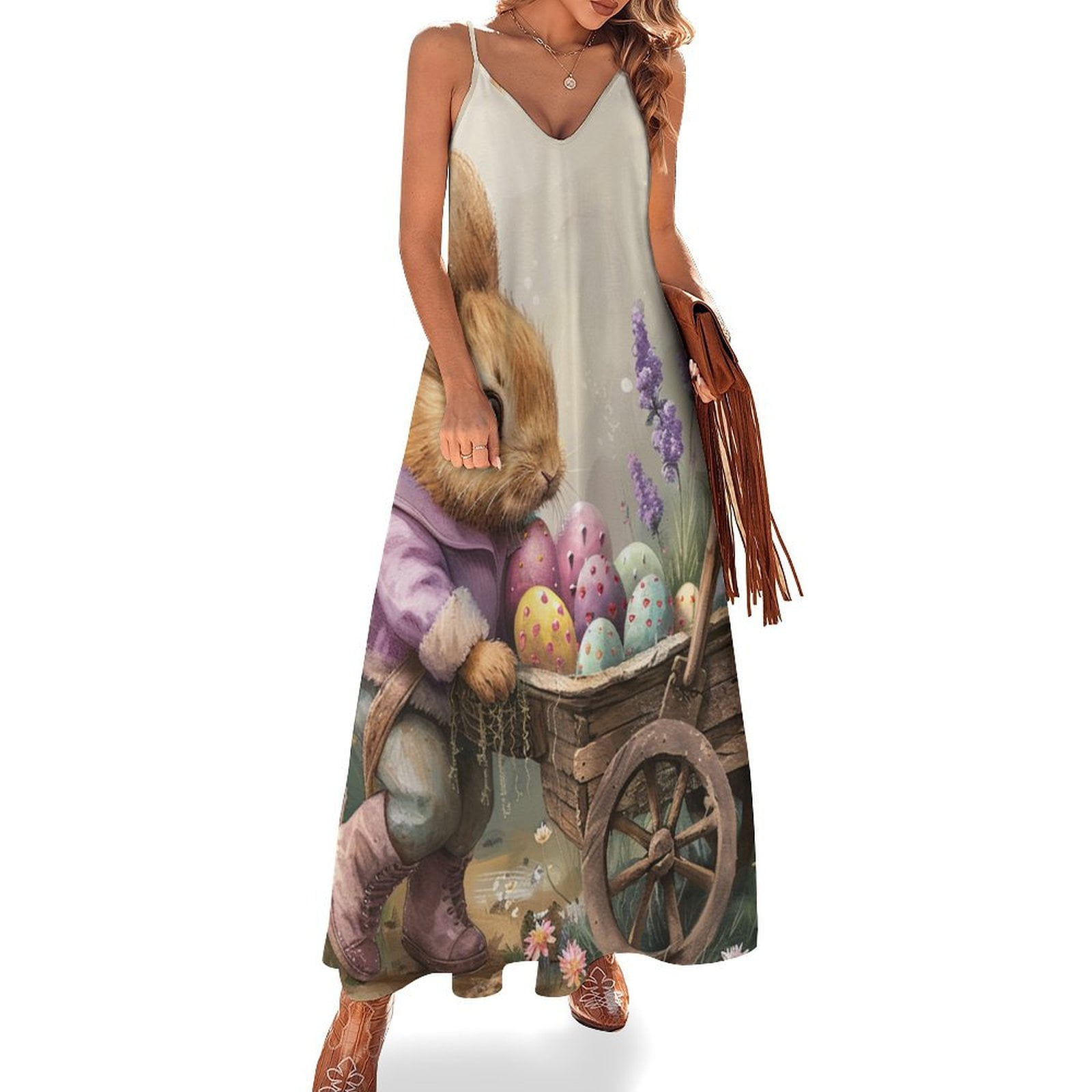 Easter Bunnies Rabbits Sleeveless Dress Women's Luxury Party Dress Birthday Dresses for Women ...