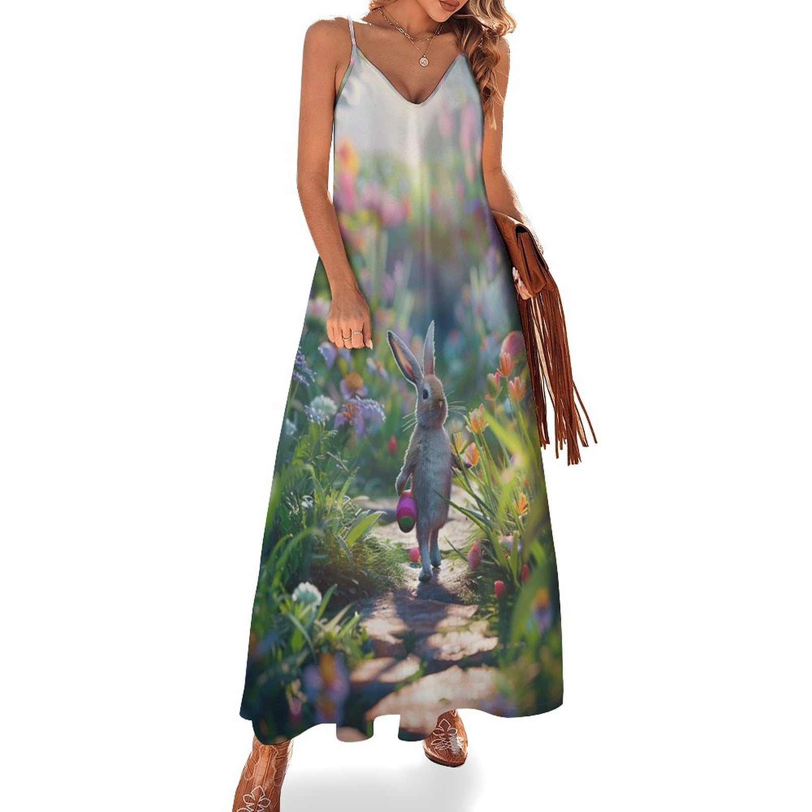 Easter Bunnies Rabbits Sleeveless Dress Women's Luxury Party Dress ...