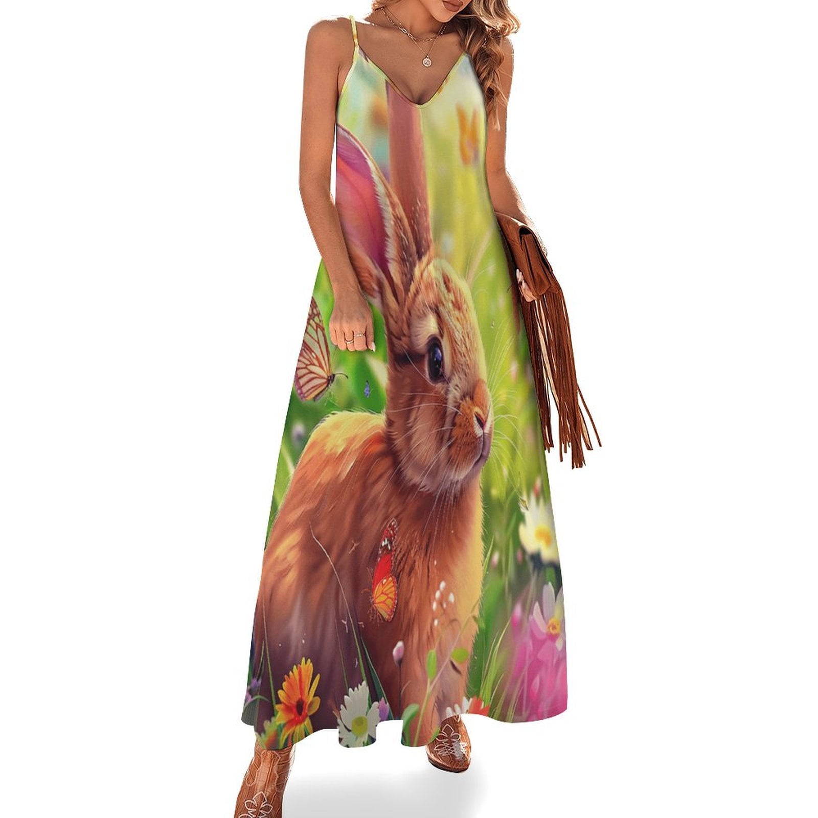 Easter Bunnies Rabbits Sleeveless Dress Women's Luxury Party Dress ...