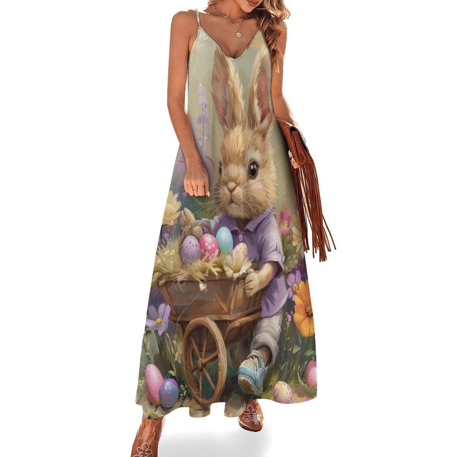 Easter Bunnies Rabbits Sleeveless Dress Women's Luxury Party Dress ...