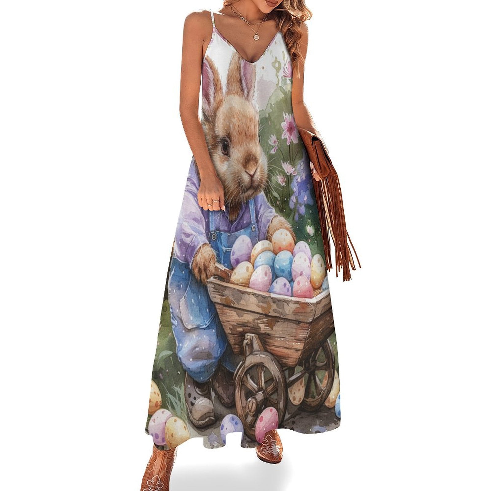 Easter Bunnies Rabbits Sleeveless Dress Women's Luxury Party Dress ...