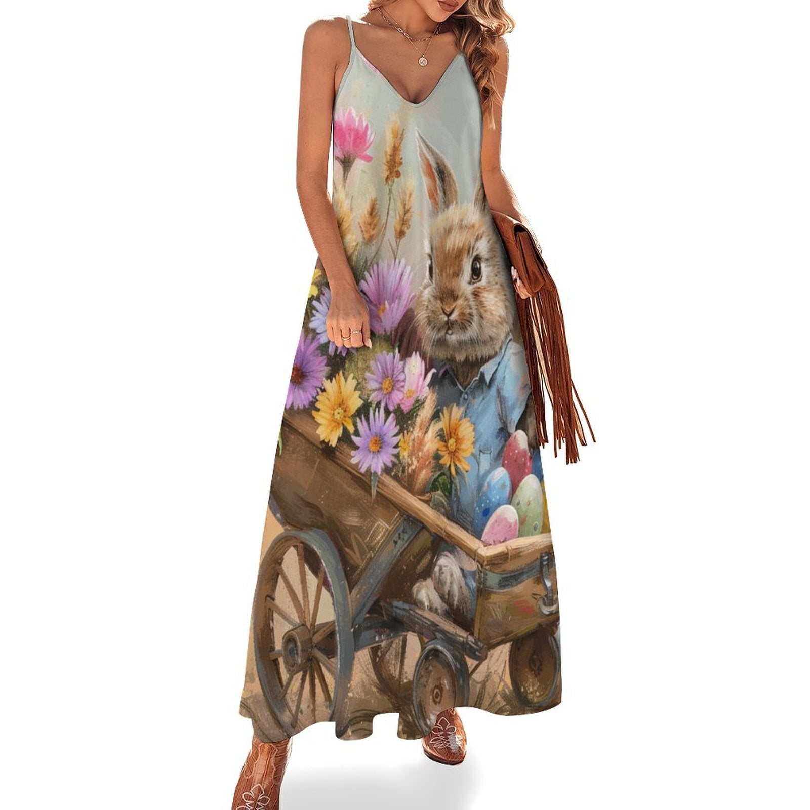 Easter Bunnies Rabbits Sleeveless Dress Women's Luxury Party Dress ...