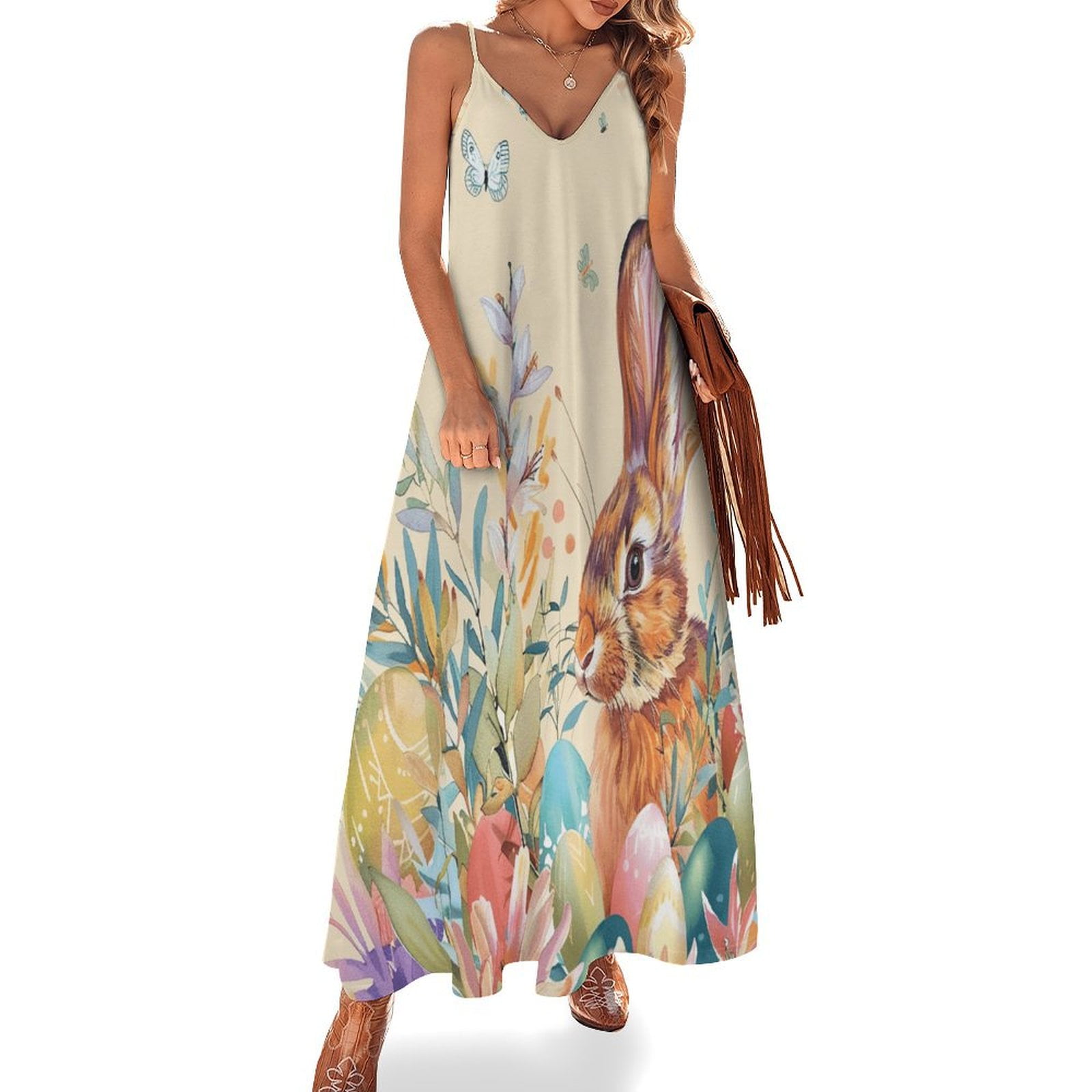 Easter Bunnies Rabbits Sleeveless Dress Women's Luxury Party Dress ...