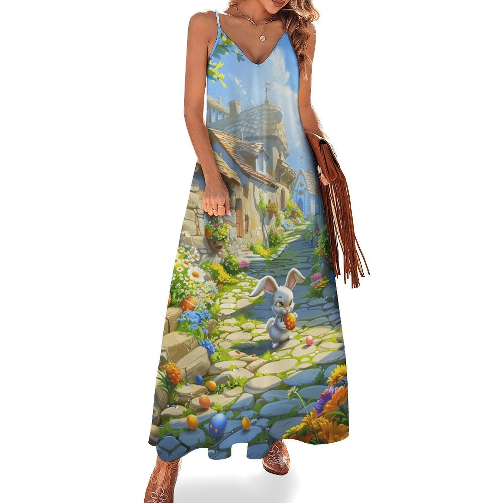 Easter Bunnies Rabbits Sleeveless Dress Women's Luxury Party Dress ...