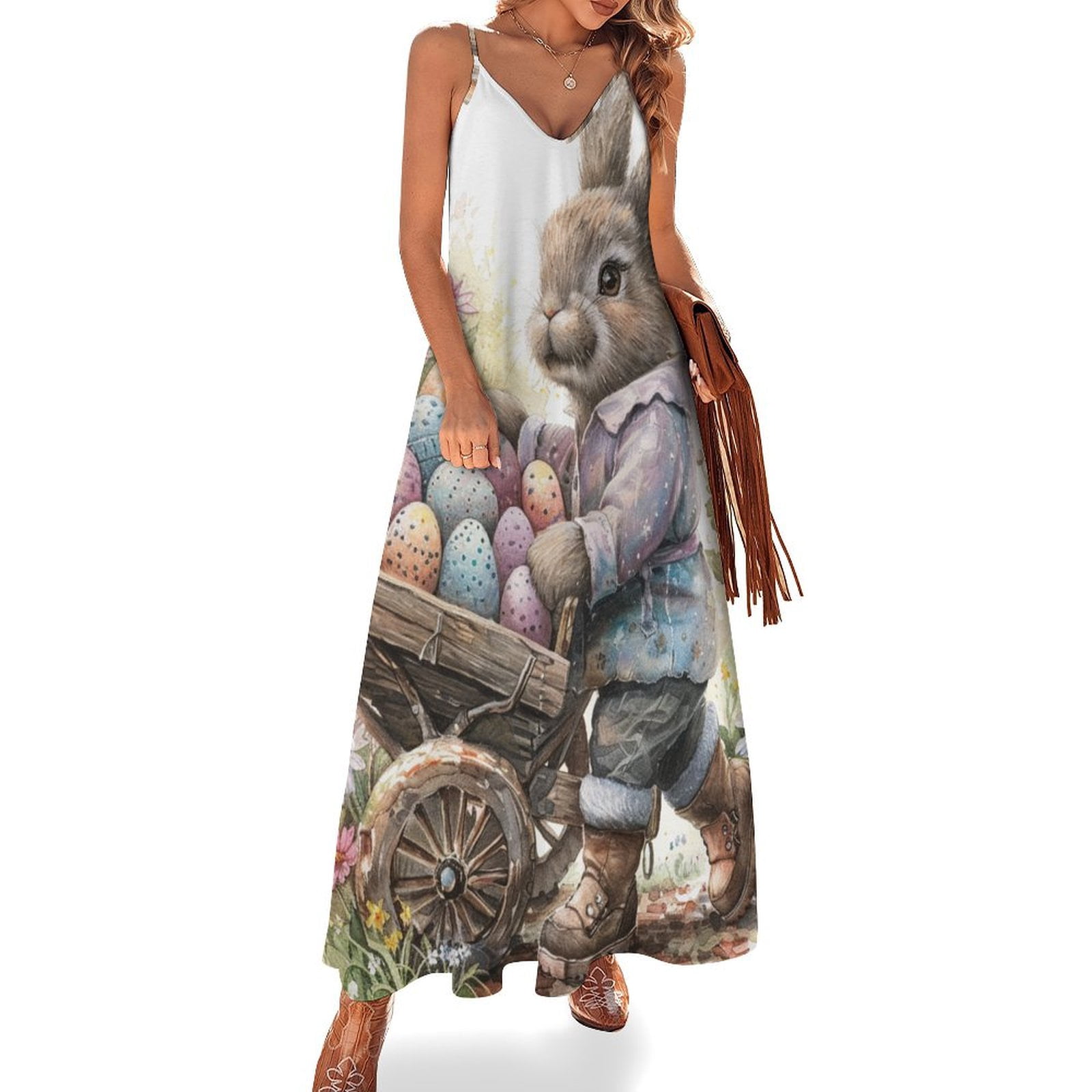 Easter Bunnies Rabbits Sleeveless Dress Women's Luxury Party Dress ...